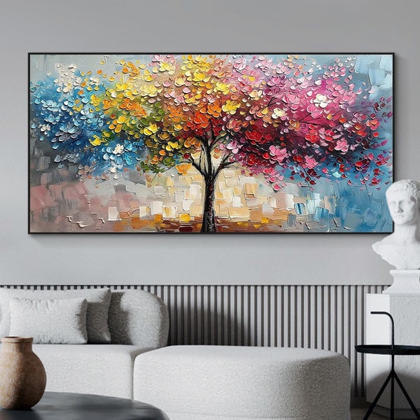 Abstract Blossom Tree Oil Painting on Canvas Large Wall Art, Original ...