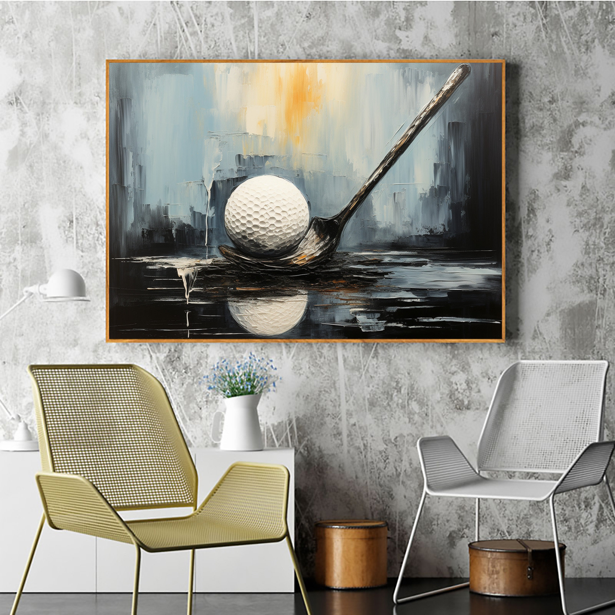 Abstract Golf Sport Oil Painting on Canvas, Large Wall Art Original ...