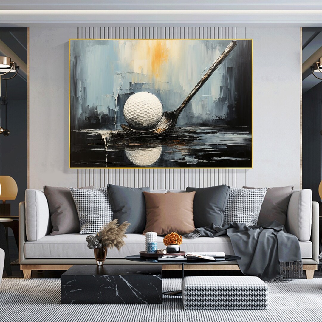 Abstract Golf Sport Oil Painting on Canvas, Large Wall Art Original ...