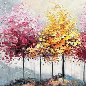 Abstract Colorful Forest Oil Painting on Canvas Large Wall Art ...