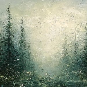 Abstract Green Forest Painting on Canvas, Original Tree Painting ...