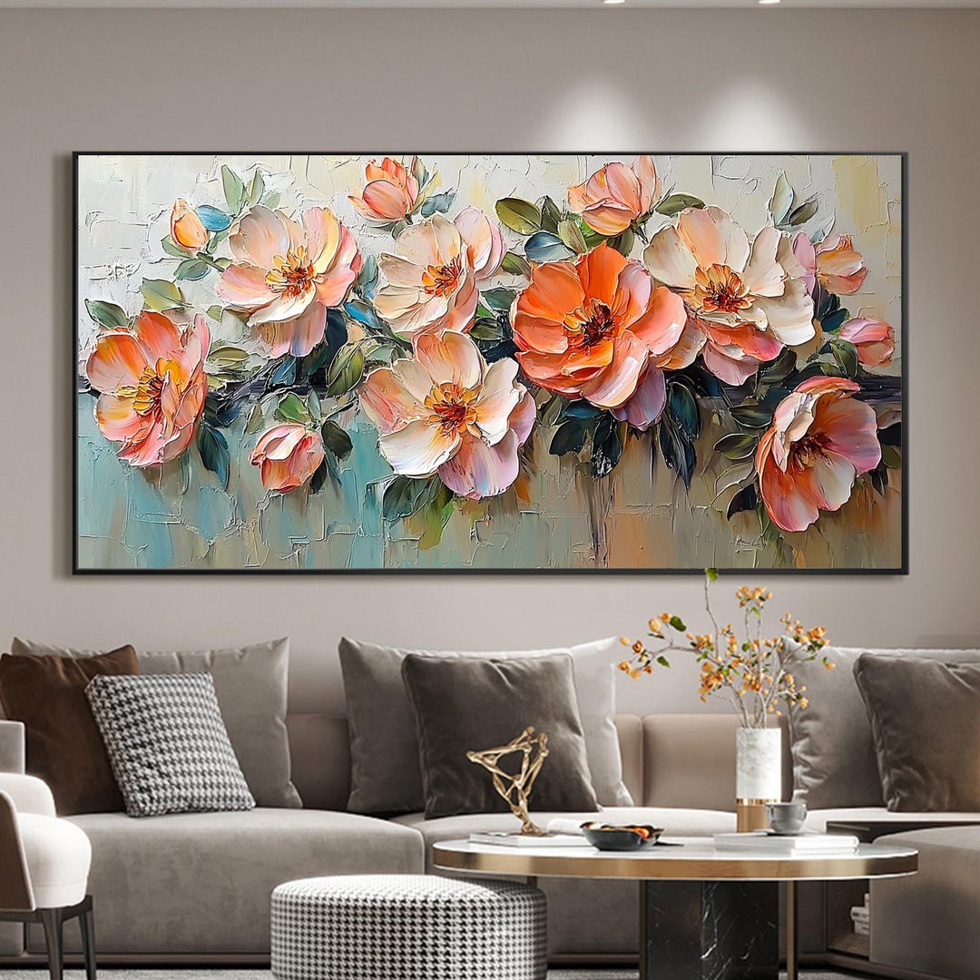 Abstract 3D Flower Texture Canvas Oil Painting, Original Floral ...