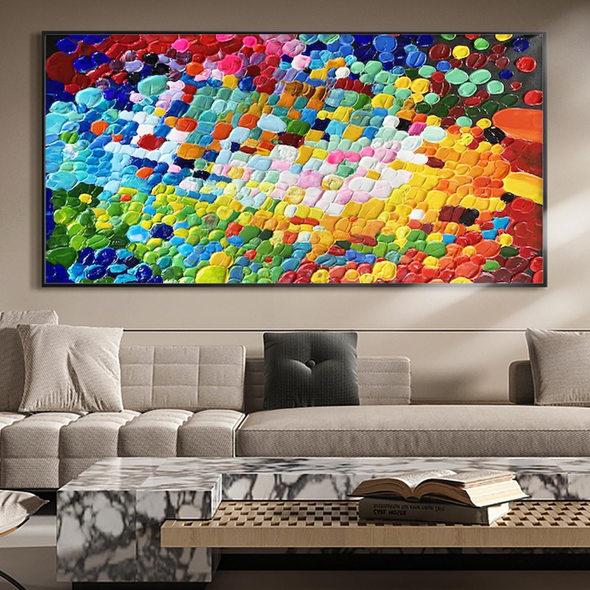 Large Original Color Block Oil Painting on Canvas, Texture Wall Art ...