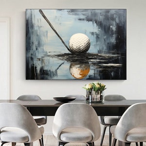 Abstract Golf Ball Oil Painting, Large Canvas Art, Modern Sports Decor ...