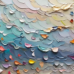 Large Abstract Hand-painted Wave Texture Canvas Oil Painting, Original ...