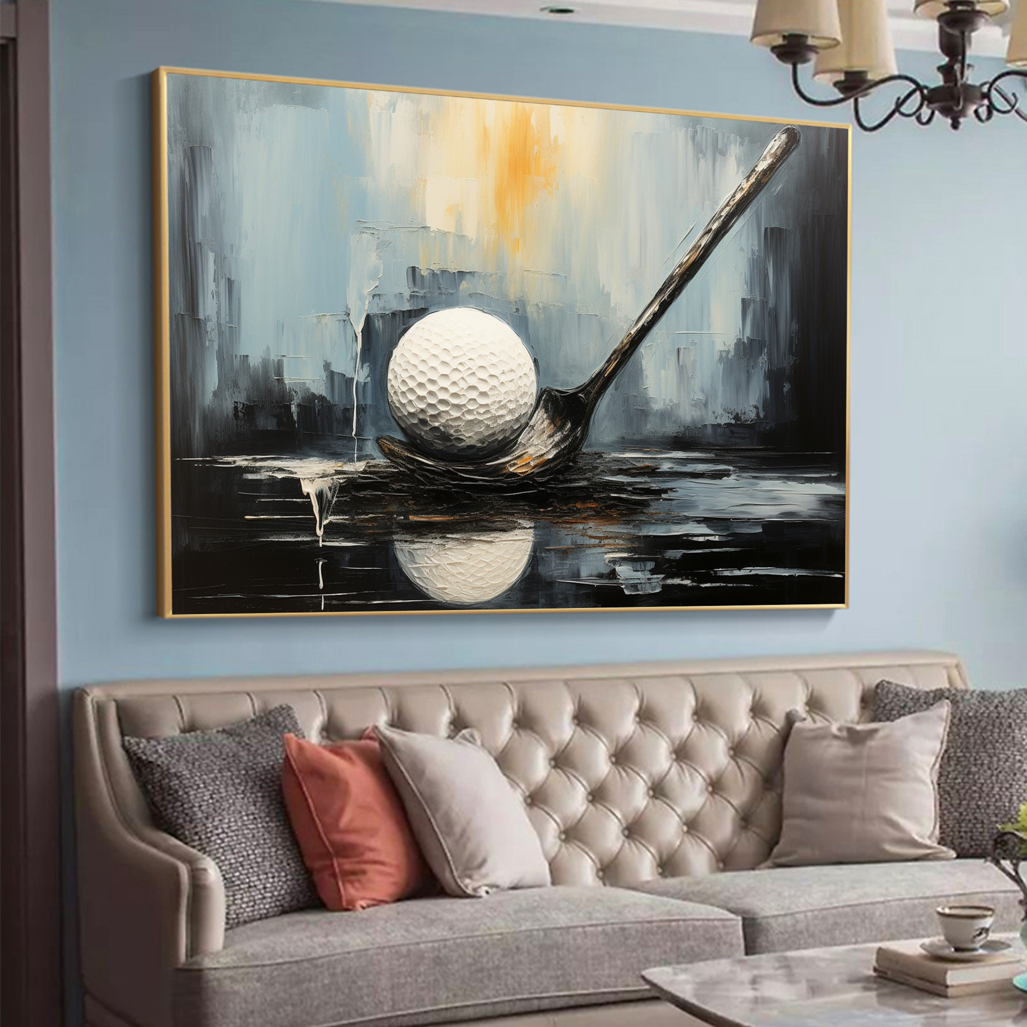 Abstract Golf Sport Oil Painting on Canvas, Large Wall Art Original ...