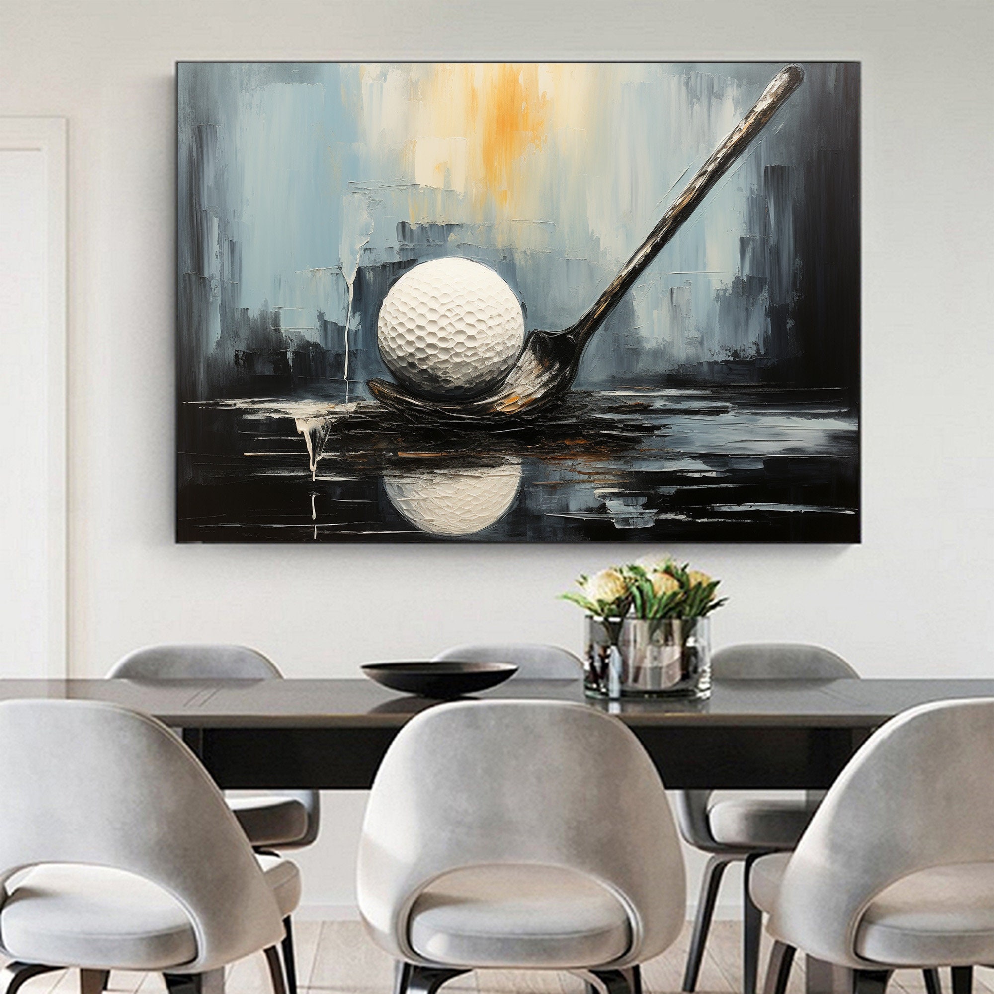 Abstract Golf Sport Oil Painting on Canvas, Large Wall Art Original ...