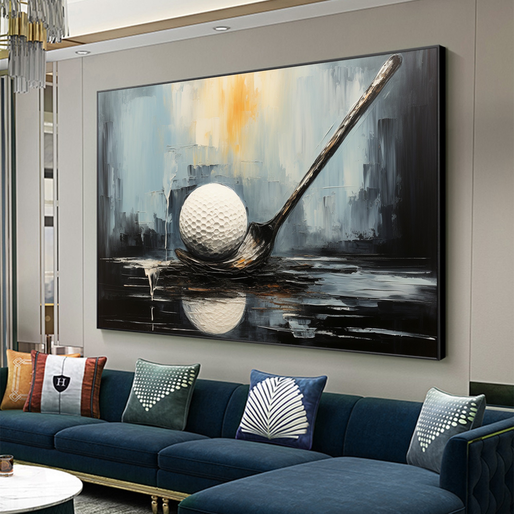 Abstract Golf Sport Oil Painting on Canvas, Large Wall Art Original ...