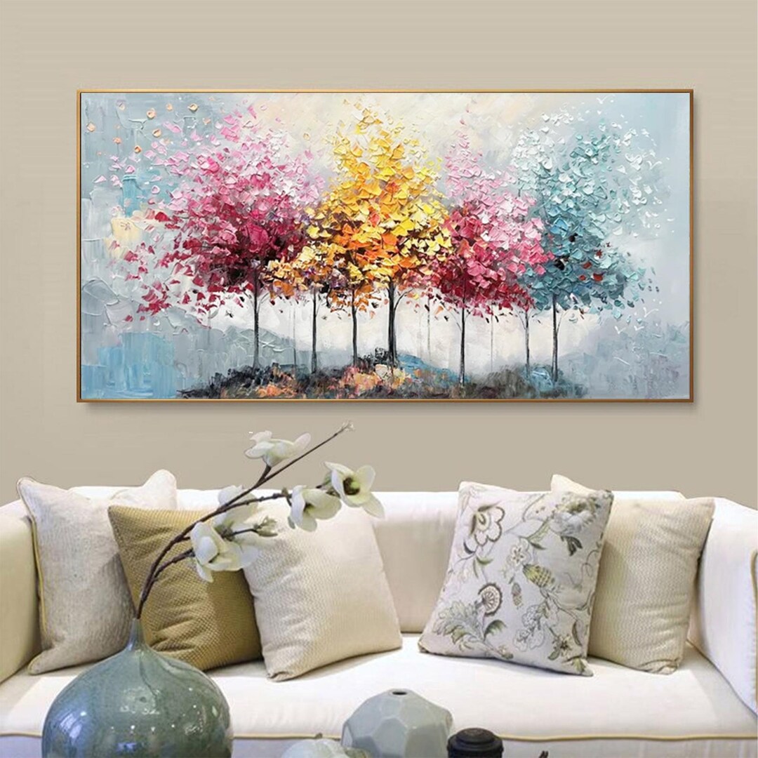 Abstract Colorful Forest Oil Painting on Canvas Large Wall Art ...