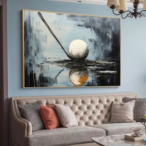 Abstract Golf Ball Oil Painting, Large Canvas Art, Modern Sports Decor ...