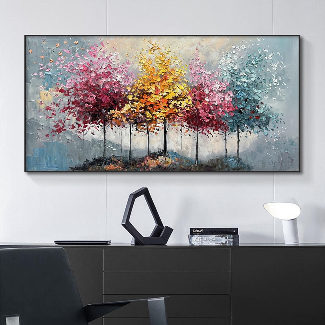 Abstract Colorful Forest Oil Painting on Canvas Large Wall Art ...
