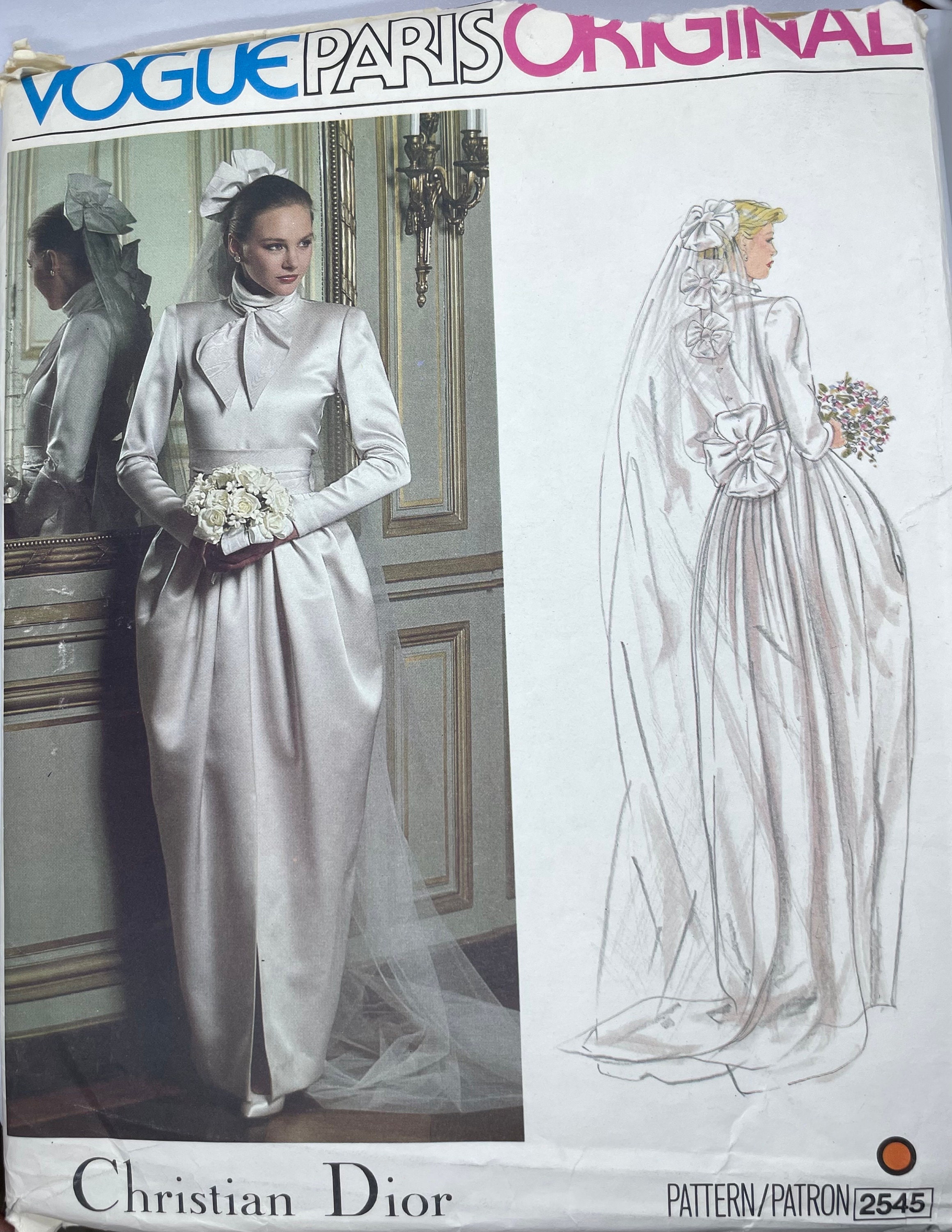 2545 Size 10 Vogue Paris Original Christian Dior Wedding Dress Vintage ...