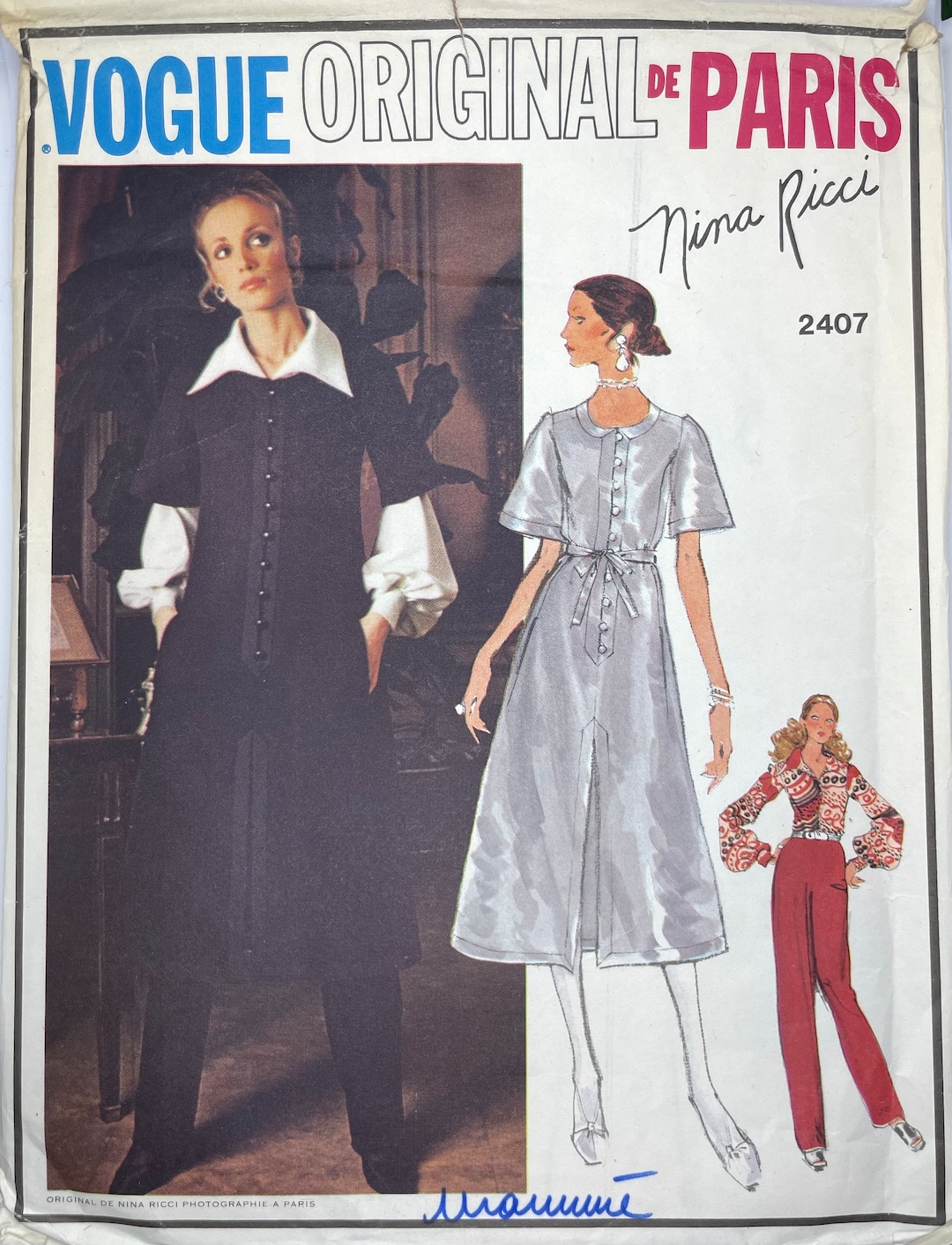 2407 Size 44 Vogue Paris Original Vintage Sewing Pattern Nina Ricci ...