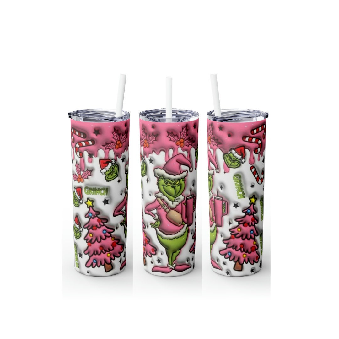 Pink Grinch the Grinch Skinny Tumbler With Straw 20oz - Etsy