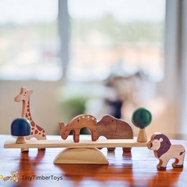Wooden Animals Balance Toys, Stacking Animal Figures, Montessori Toys ...