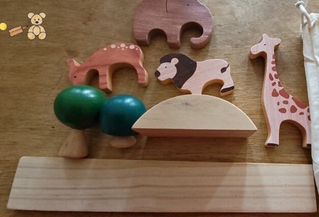 Wooden Animals Balance Toys, Stacking Animal Figures, Montessori Toys ...