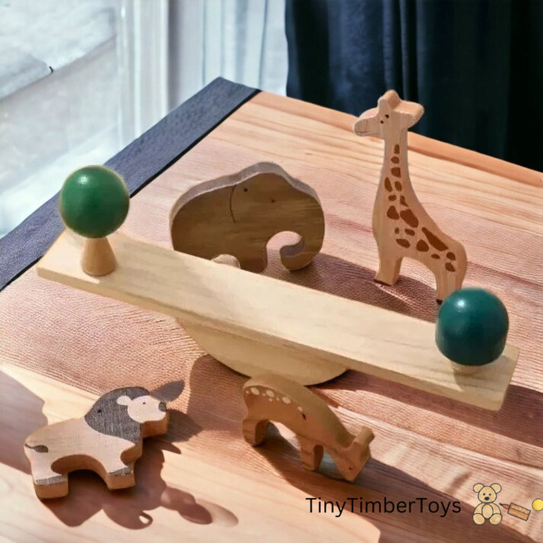 Wooden Animals Balance Toys, Stacking Animal Figures, Montessori Toys ...