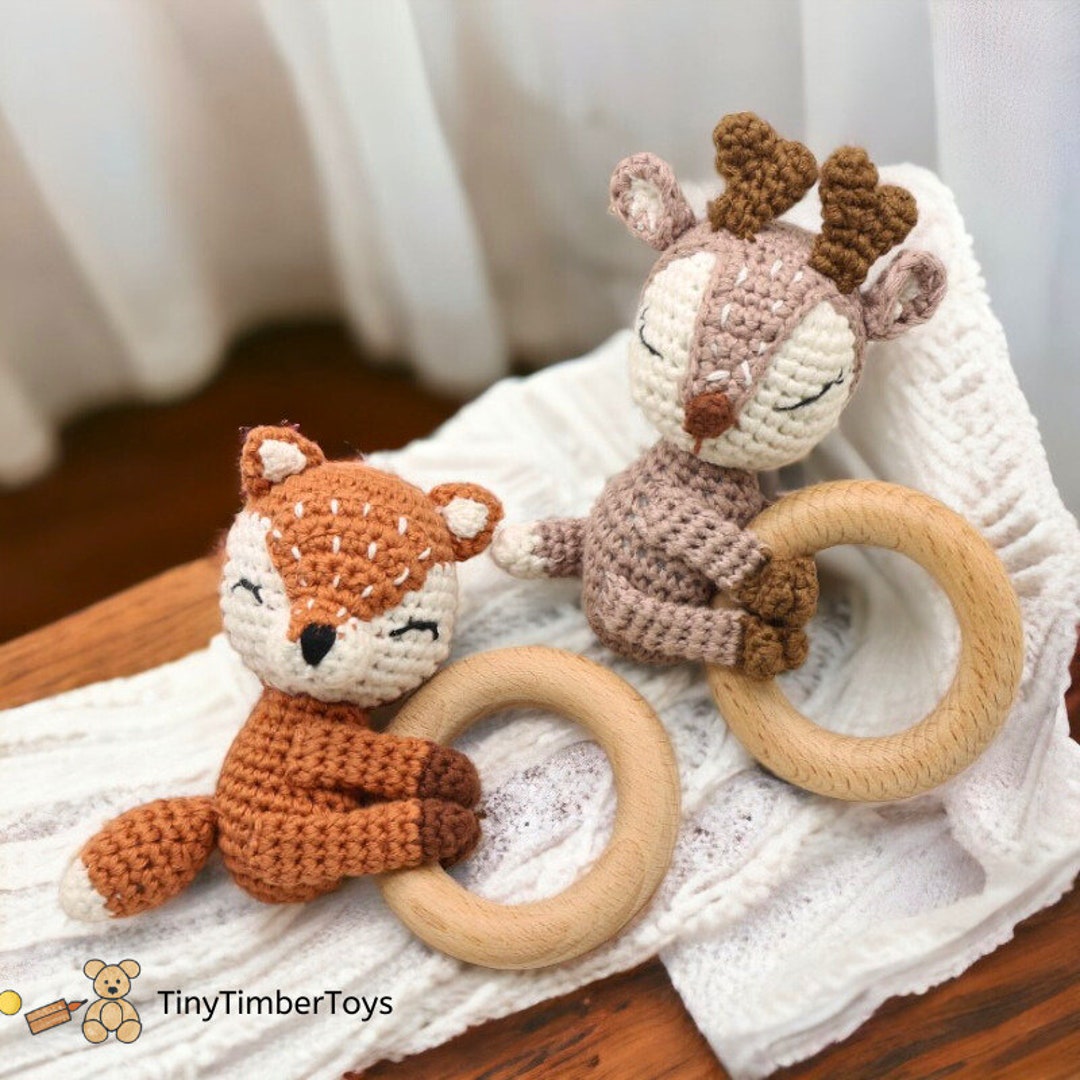 Animal Crochet Rattle for Baby Wooden Crochet Rattle Toy - Etsy
