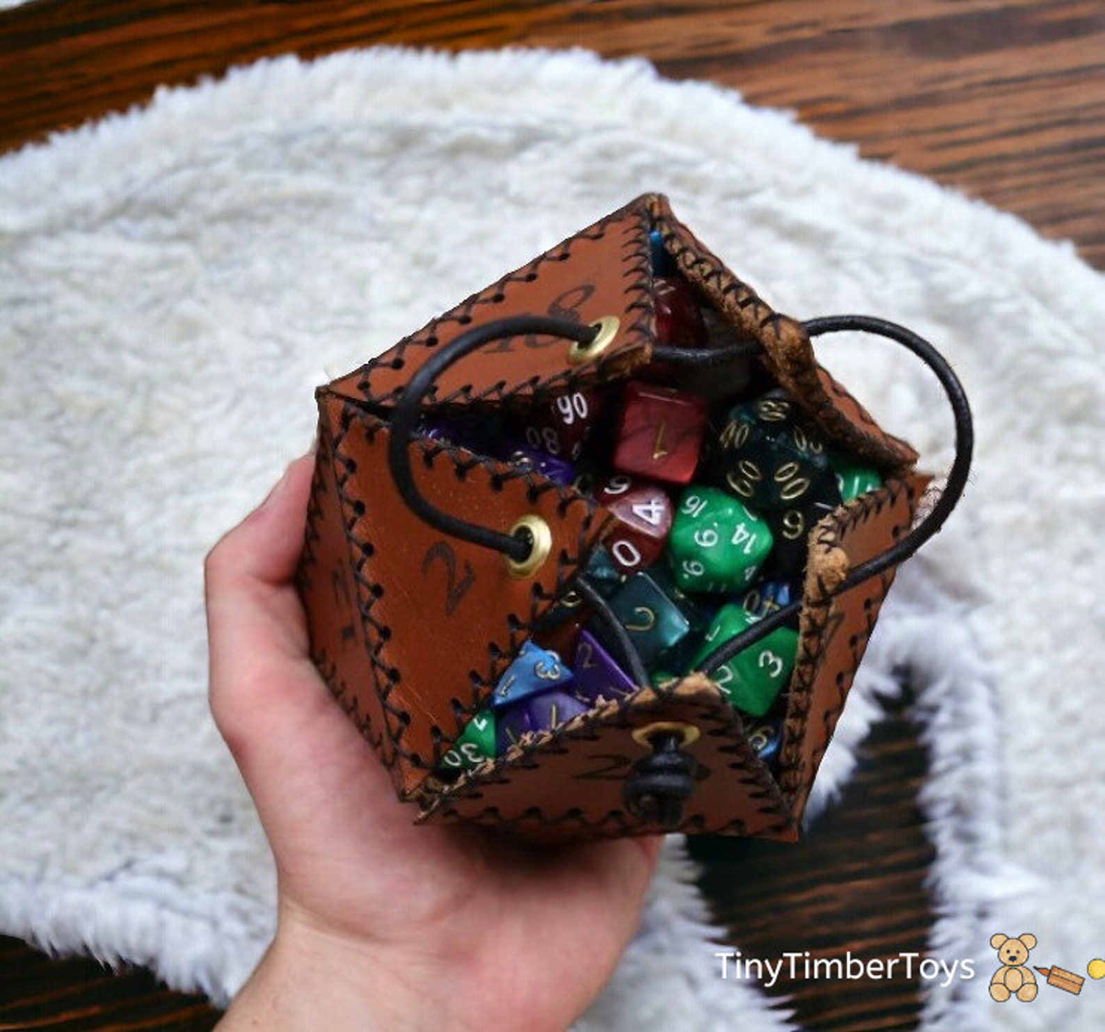 Polygonal Leather Dice Bag, DND Dice Bag, Leather Dice Holder, RPG ...