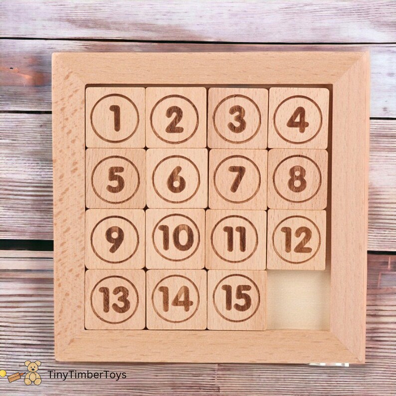 Wooden Sliding Puzzle for Kids, Educational Toys for Toddlers, Numbers ...