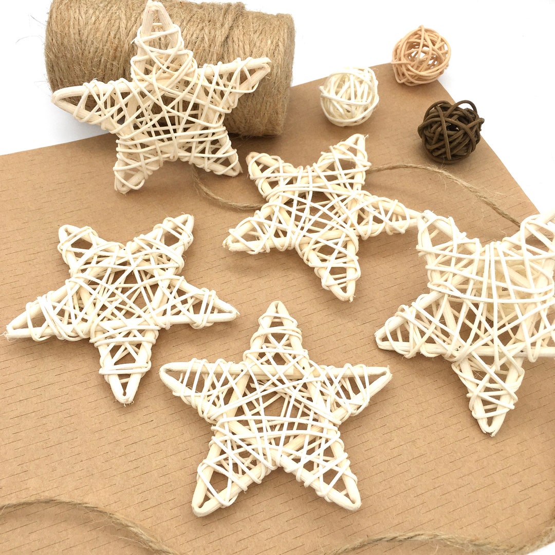 White Decorative Willow Rattan Stars Christmas Hanging Decor Wedding ...