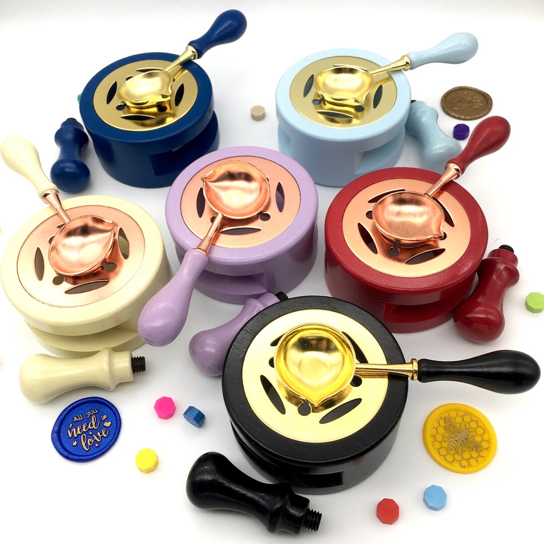 Sealing Wax Melting Kit Spoon Stove Stamp Handle Starter Set Wax Seal ...