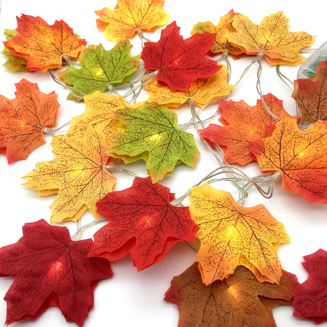 Autumn Leaf Garland LED Fairy Lights Fall Halloween Party Home Decor ...