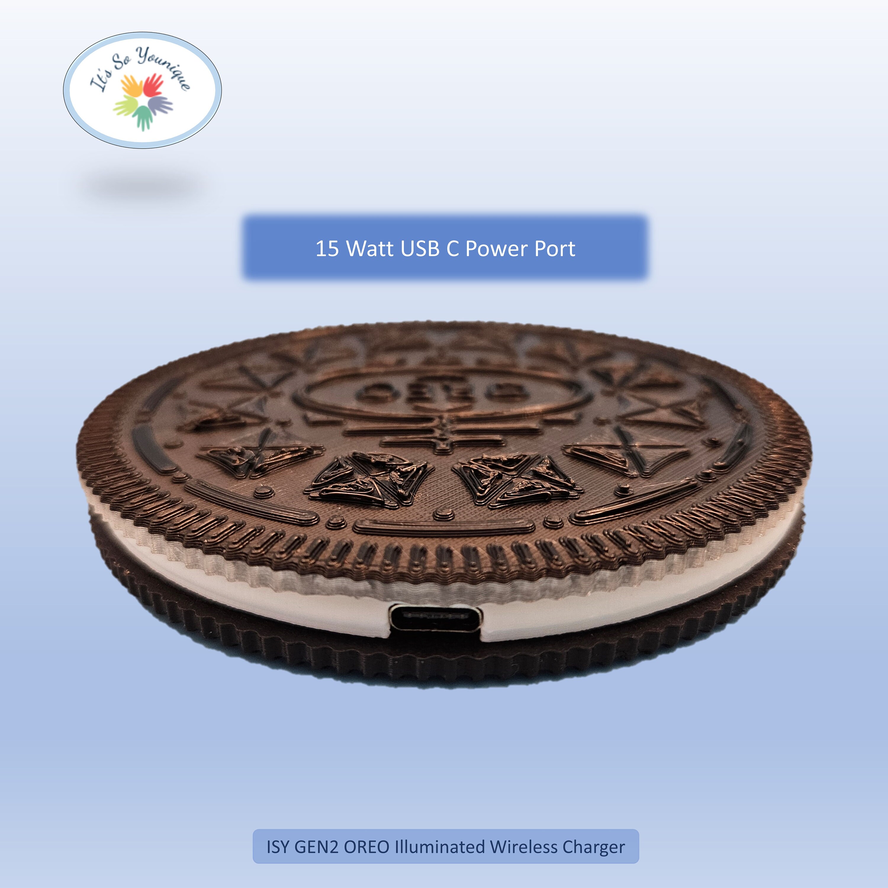 Illuminated Vanilla Creme Oreo Wireless Charger 15 Watt USB C Fast ...