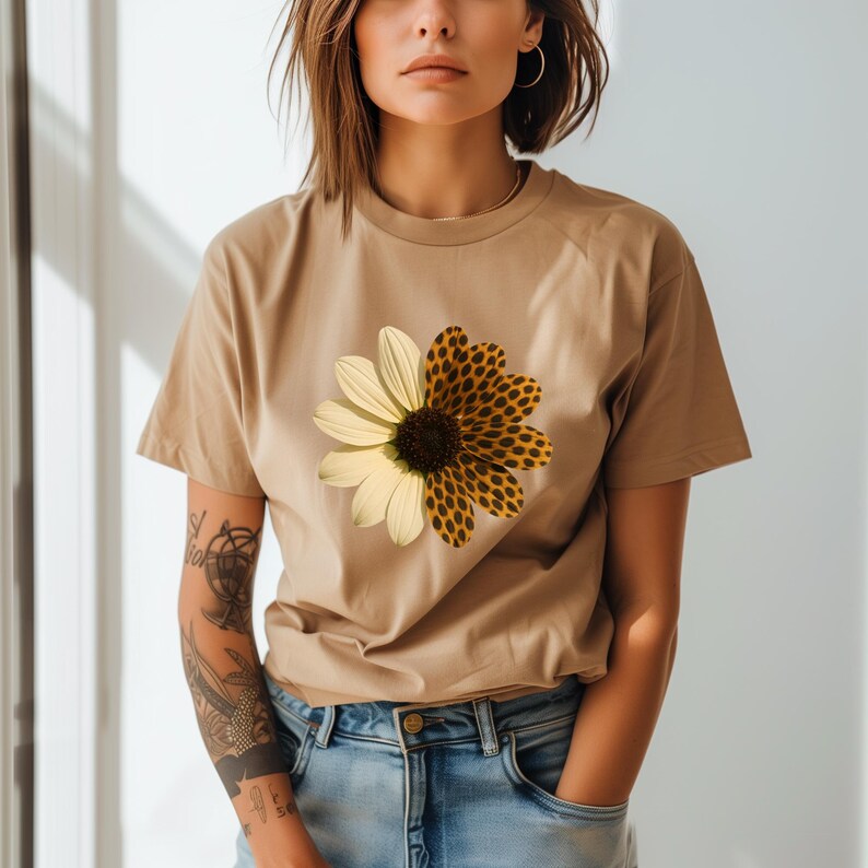 Wild Bloom Sunflower PNG | Half Leopard Half Flower Sublimation Design ...
