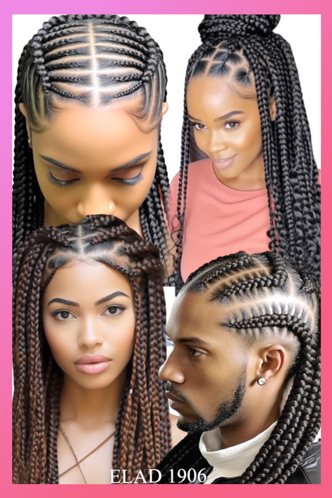 African Braids Poster, Hair Braiding Posters Collection, Large 24 by 36 ...