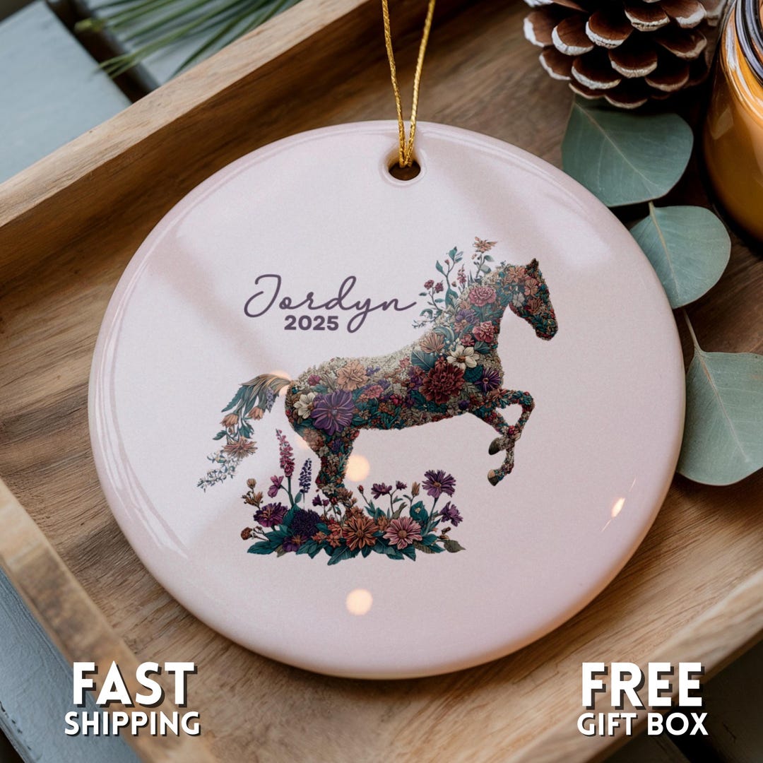 Personalized Horse Gift Ornament, Custom Name Equestrian Gift for Horse ...
