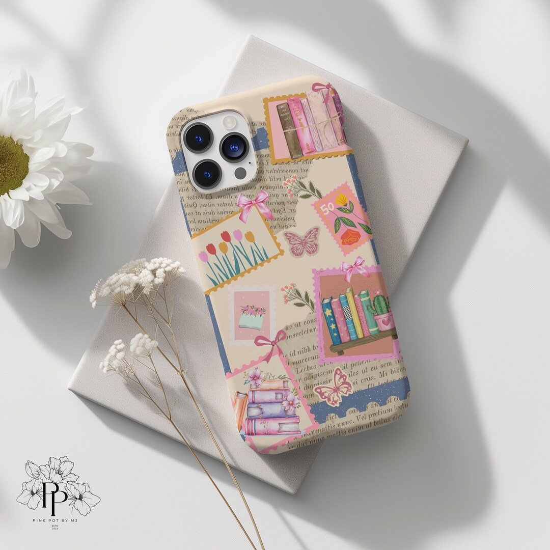 Coquette Collage Book Phone Case, Book Club Gift for iPhone Pixel ...
