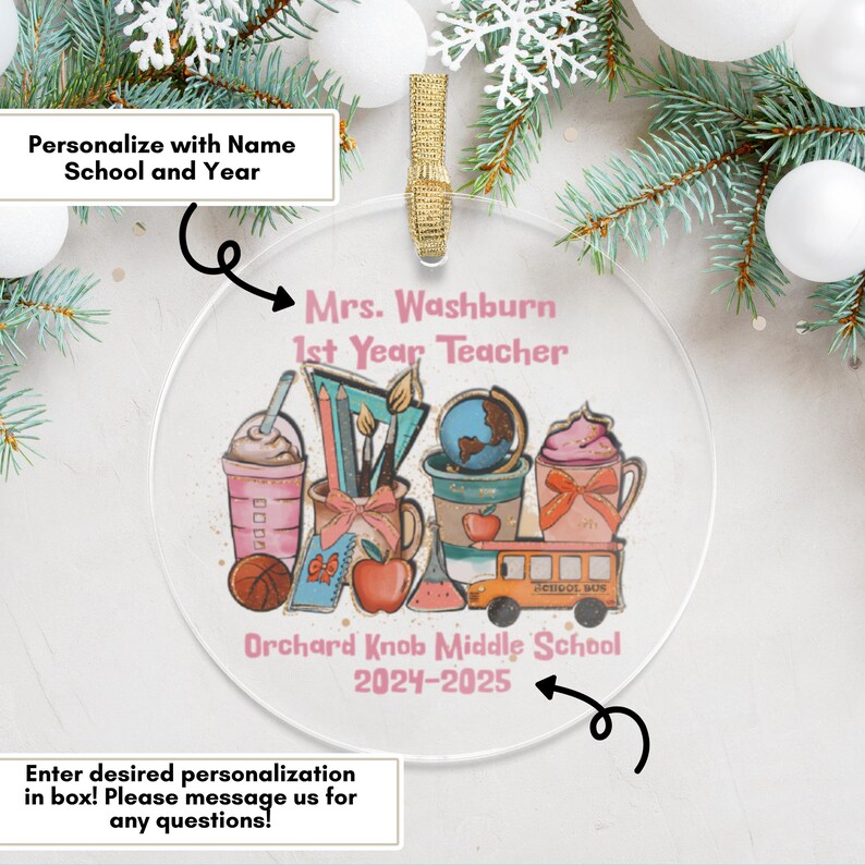 Personalized First Year Teacher Ornament: Custom School Gift - Etsy