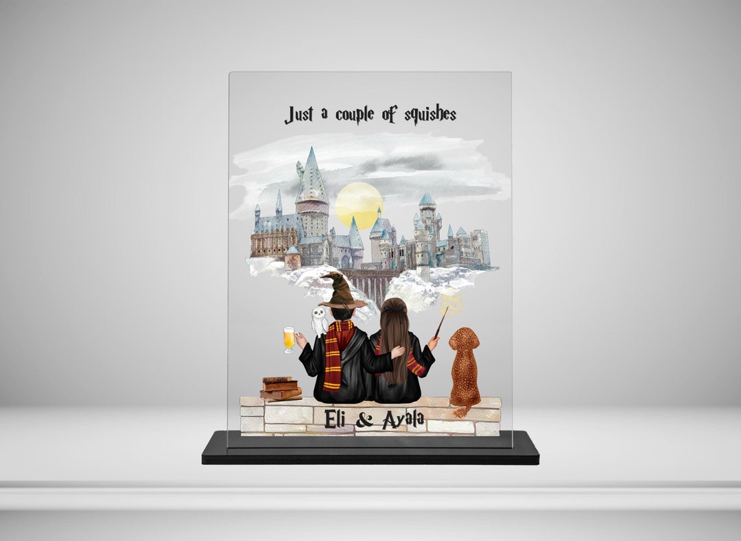 Custom Couple Wizard Portrait Harry Style Gifts for Couples With Pet ...