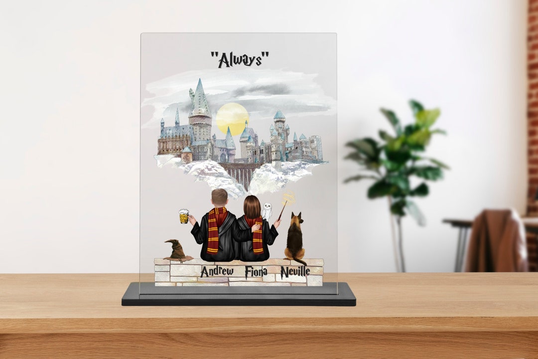 Custom Couple Wizard Portrait Harry Style Gifts for Couples With Pet ...