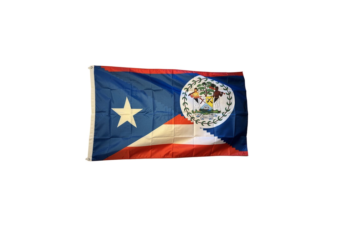 Belize and Puerto Rico Flag - Bandera De Belize Y Puerto Rico - Etsy