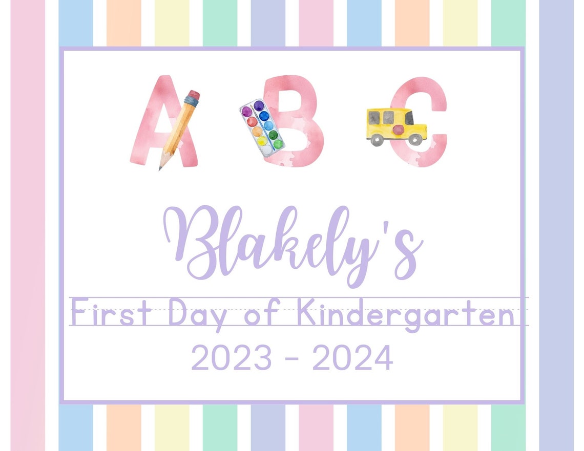 Printable First Day of School Sign, Watercolor School Sign, Editable ...