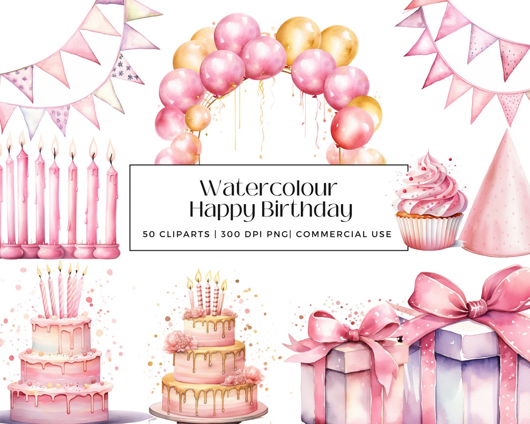 50 Watercolor Happy Birthday Collection, Perfect for Birthday Cards ...