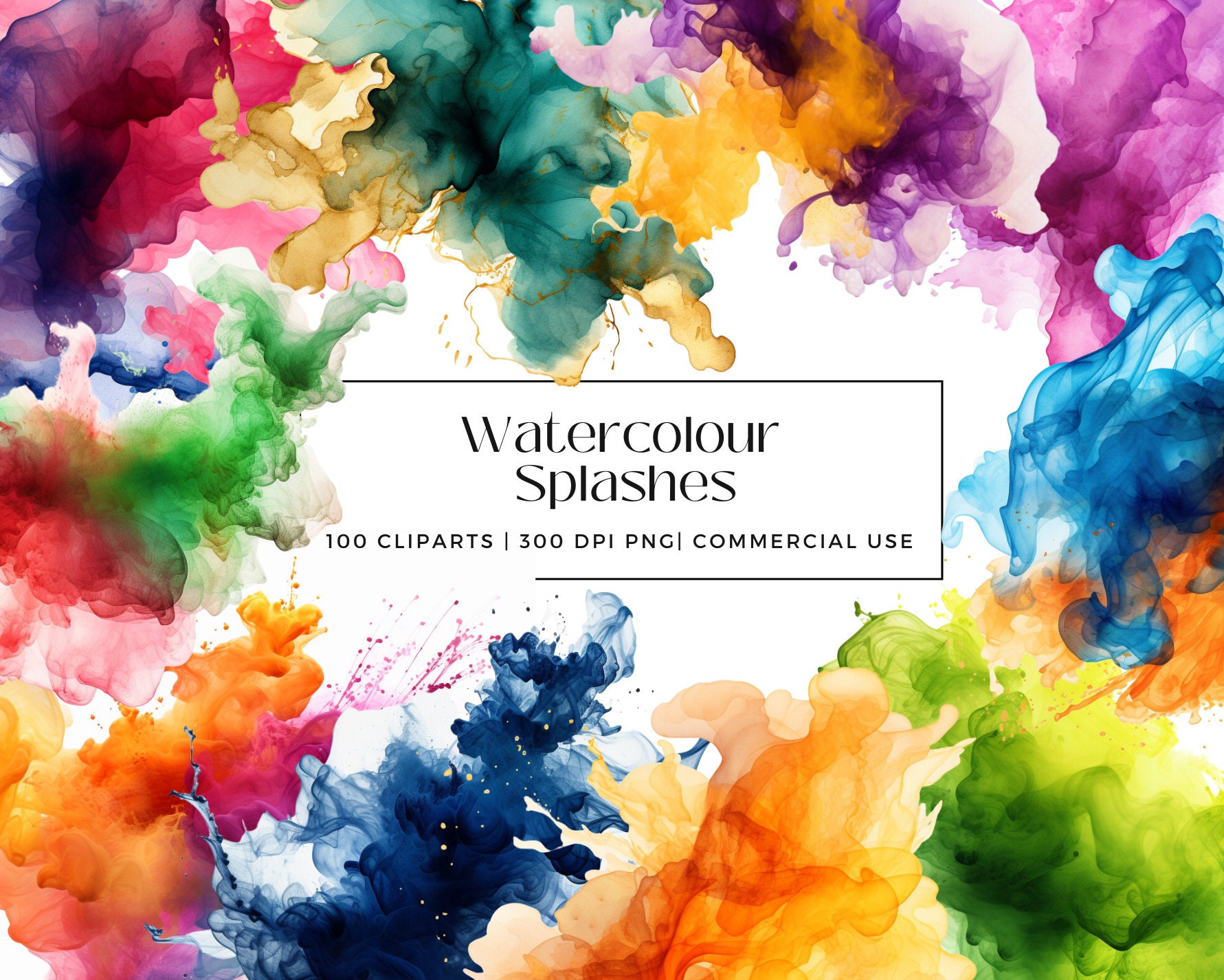 100 Watercolor Splashes Collection, Perfect for Cards, Invitations ...