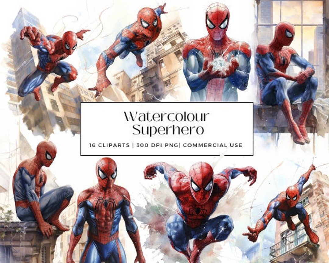 16 Watercolour Superhero Clipart Collection, Perfect for Party ...