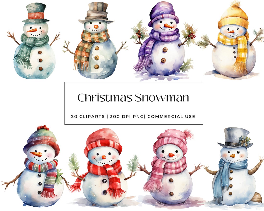 20 Christmas Snowman Collection, Perfect for Christmas Cards, Wall Art ...