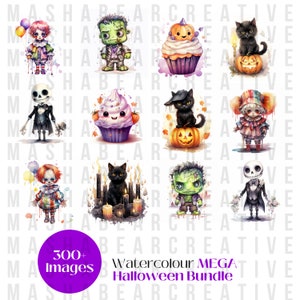 300+ Watercolour Halloween Kawaii Clipart MEGA Bundle - Perfect for ...