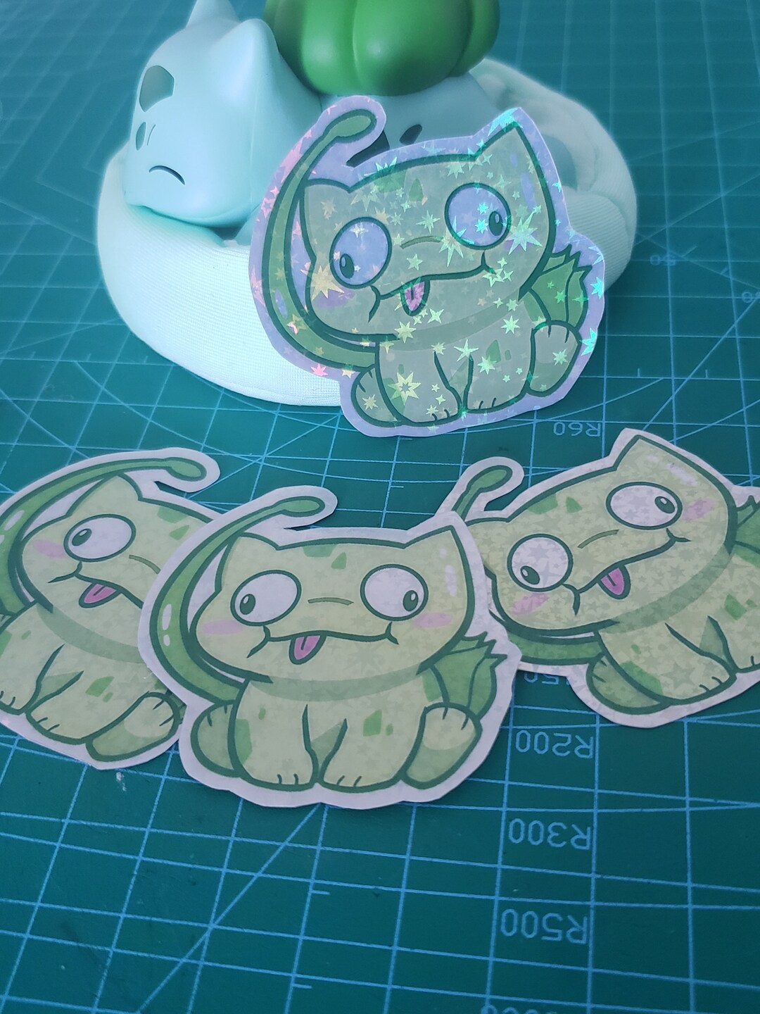 Holographic Starry Derpy Grass Pokemon Bulbasaur Chibi Sticker - Etsy