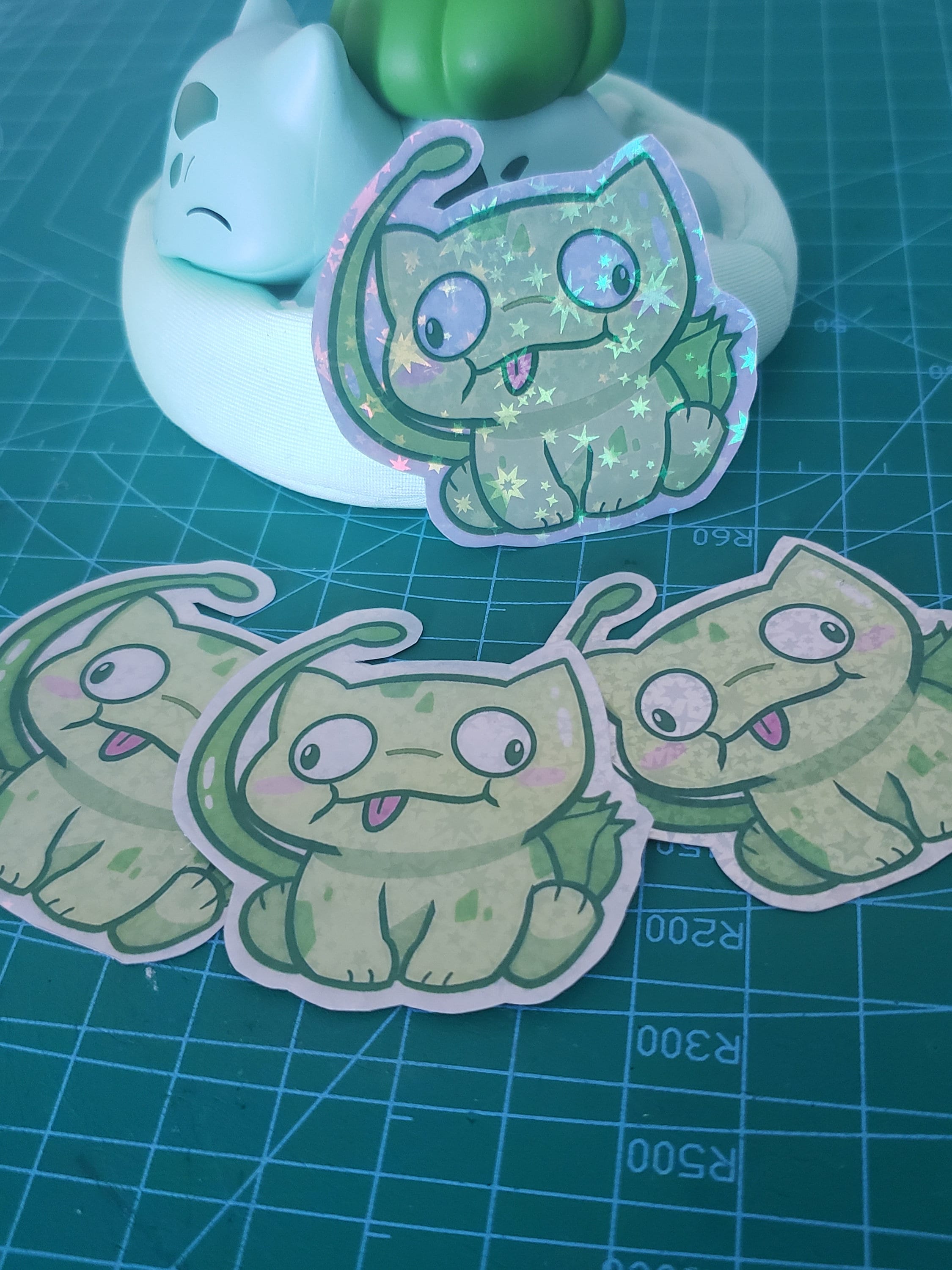 Holographic Starry Derpy Grass Pokemon Bulbasaur Chibi Sticker - Etsy