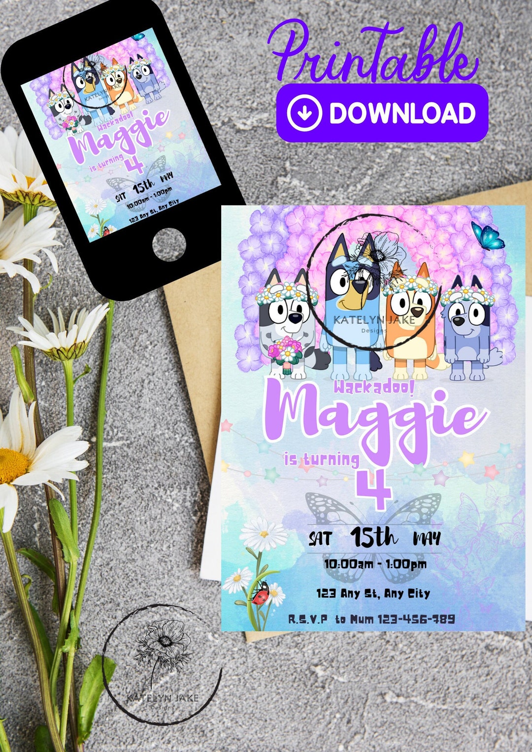 Bluey DIGITAL DOWNLOAD Birthday Party Invite - Etsy