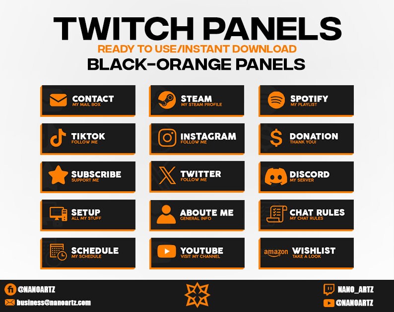 Black-orange Panels Pack (x15) / Premium Stream Package / HD Quality ...