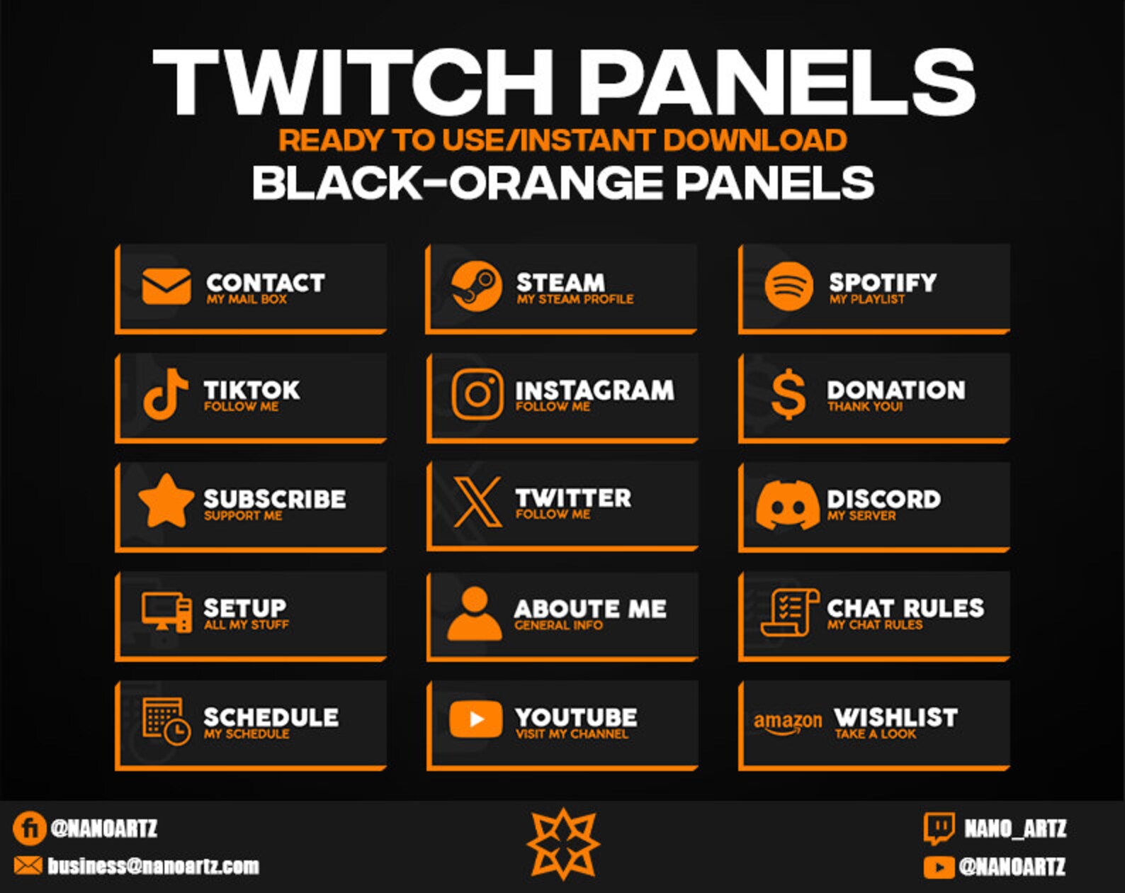 Black-orange Panels Pack (x15) / Premium Stream Package / HD Quality ...