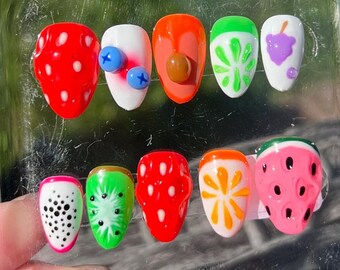 Custom 3D Breakfast Press on Nails, Summer Time Nails, Food Nails, 3D ...
