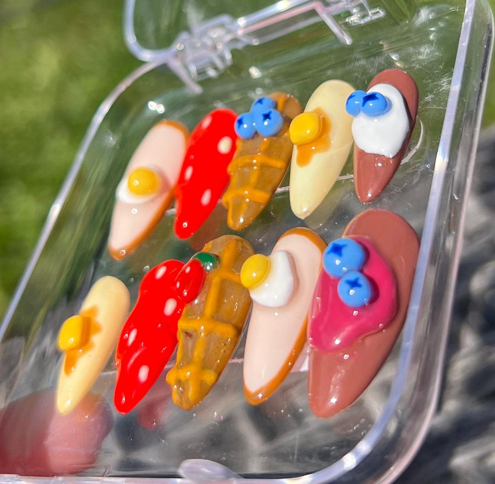 Custom 3D Breakfast Press on Nails, Summer Time Nails, Food Nails, 3D ...