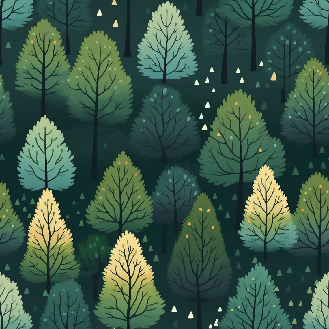 Trees Digital Paper, Trees Seamless Pattern, Tree Prints, Trees ...